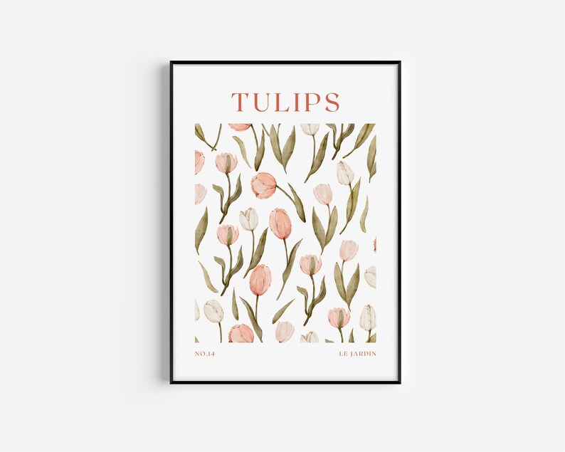 Tulips Print | Tulips Poster | Floral Gift | Flower Artwork | Pink ...