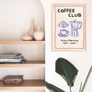 Coffee Club Print, Kitchen Poster, Coffee Lover Gift, Handcrafted Art ...