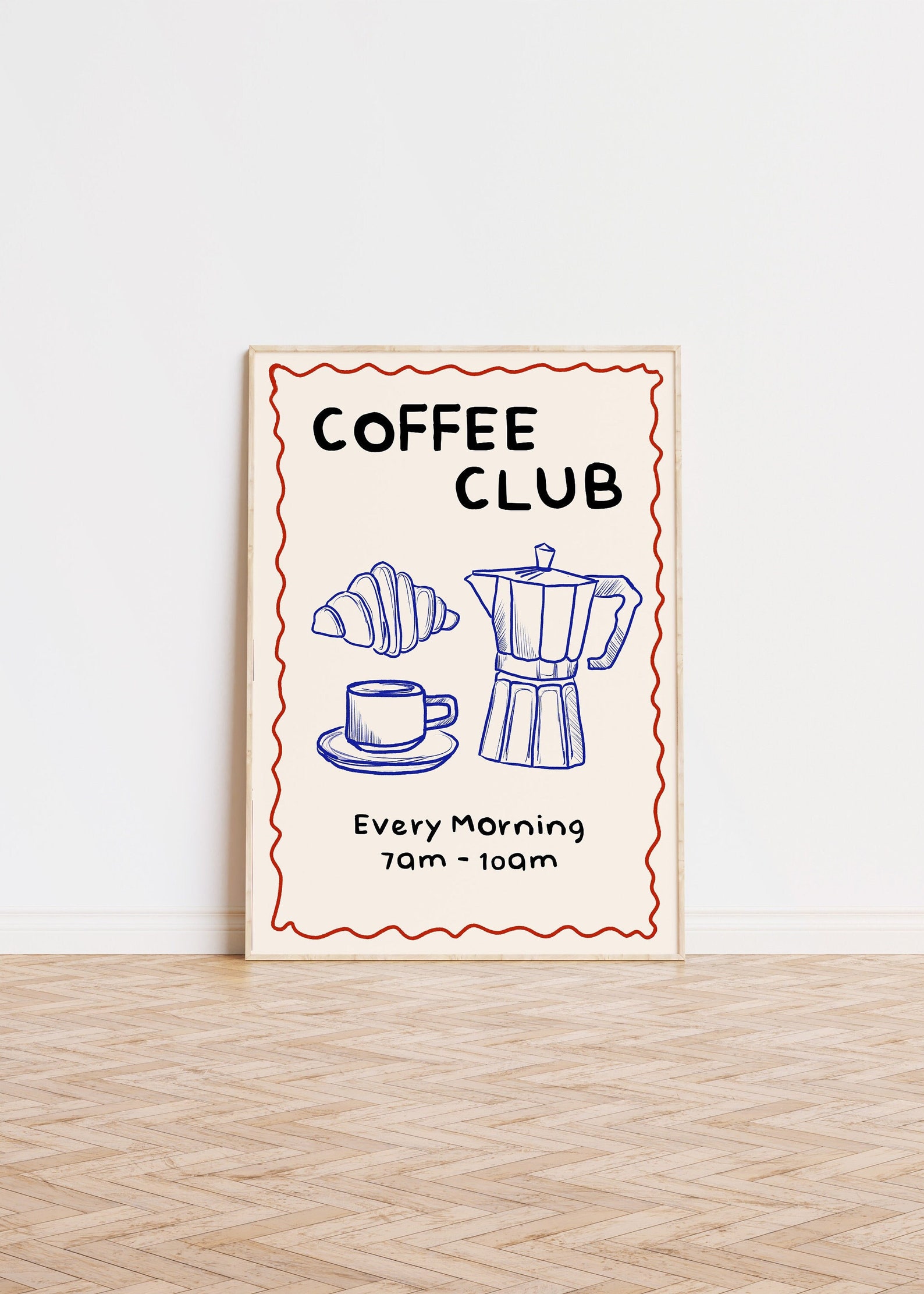 Coffee Club Print, Kitchen Poster, Coffee Lover Gift, Handcrafted Art ...