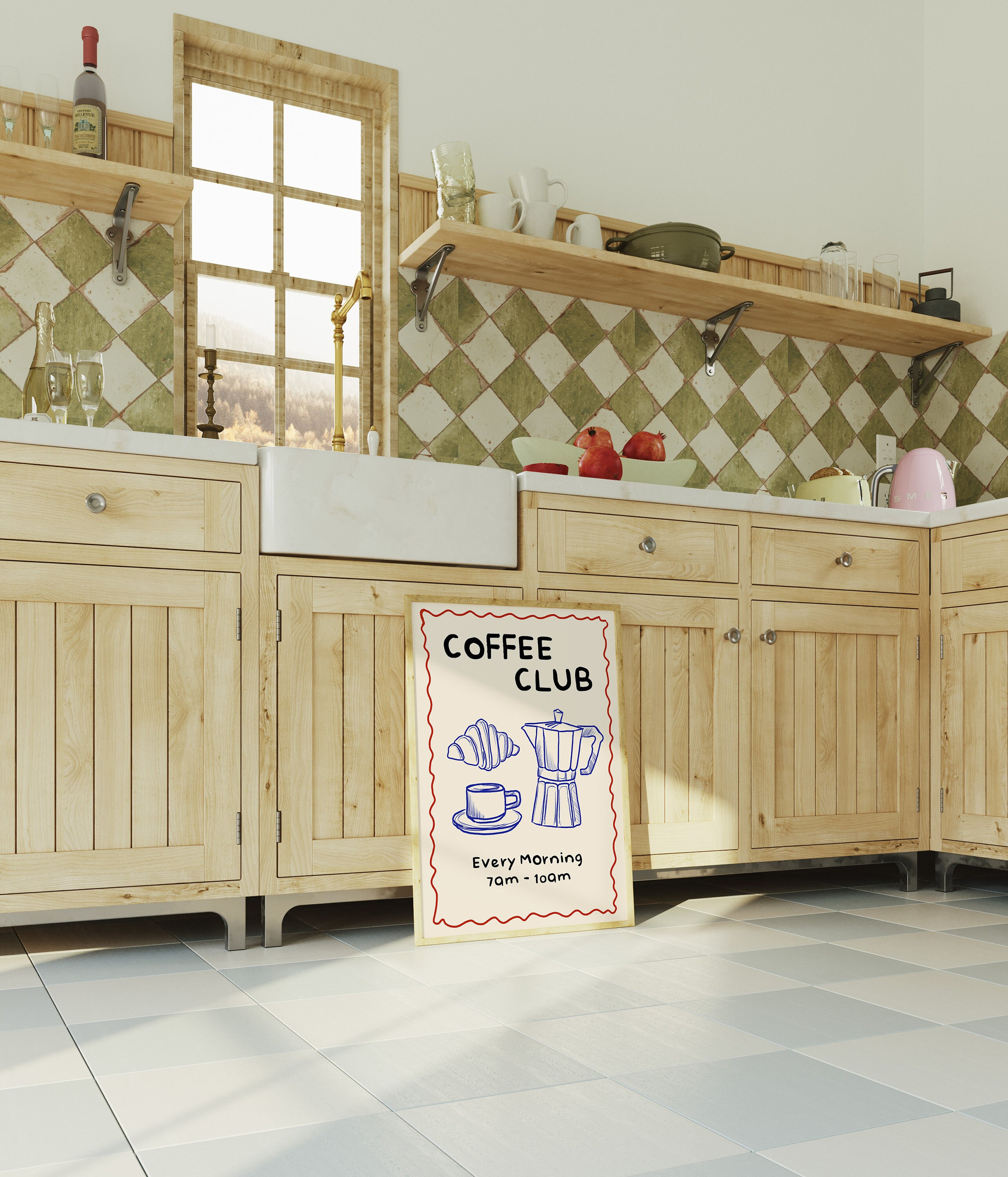 Coffee Club Print, Kitchen Poster, Coffee Lover Gift, Handcrafted Art ...