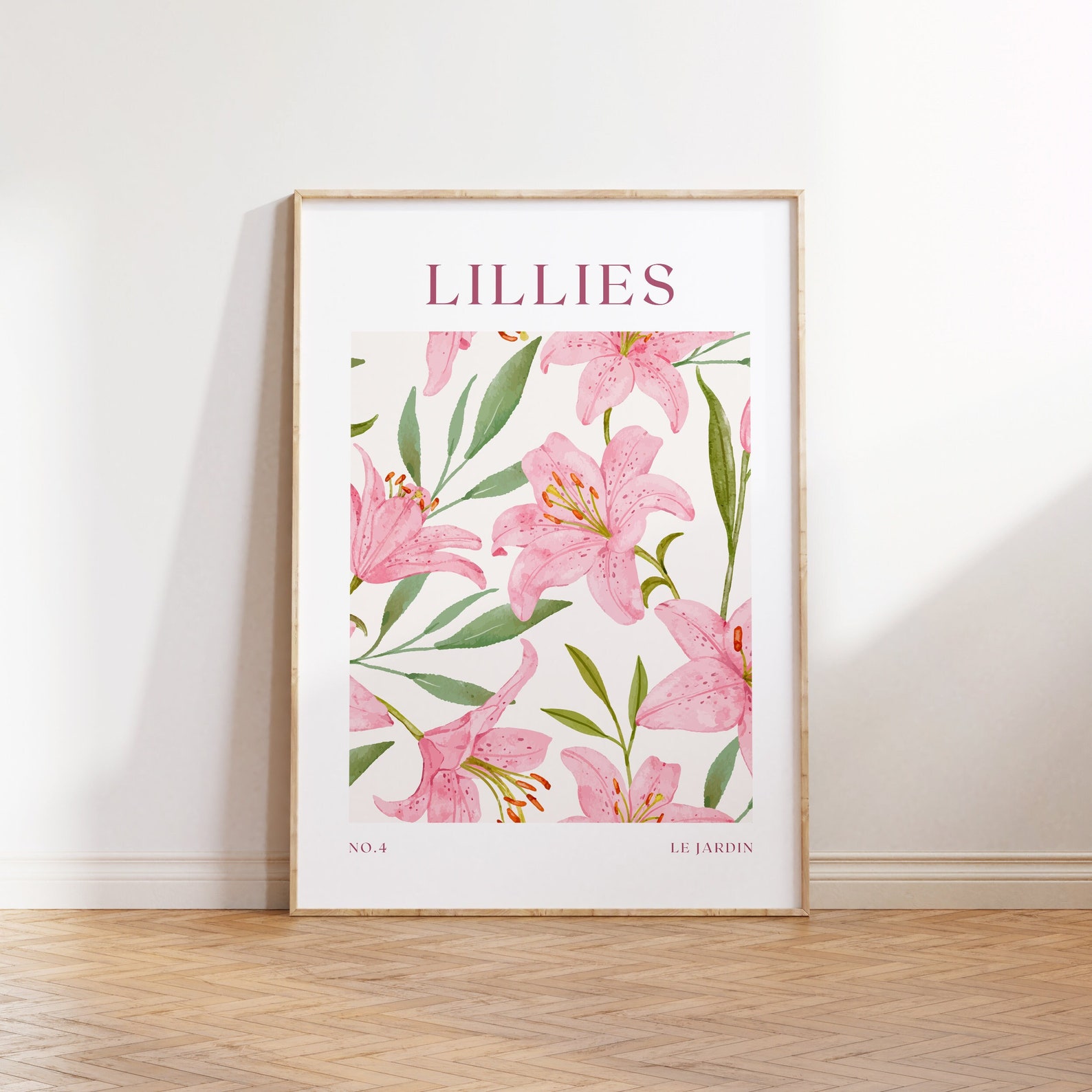 Lillies Print Lilly Poster Floral Gift Flower Artwork Pink Home Decor ...