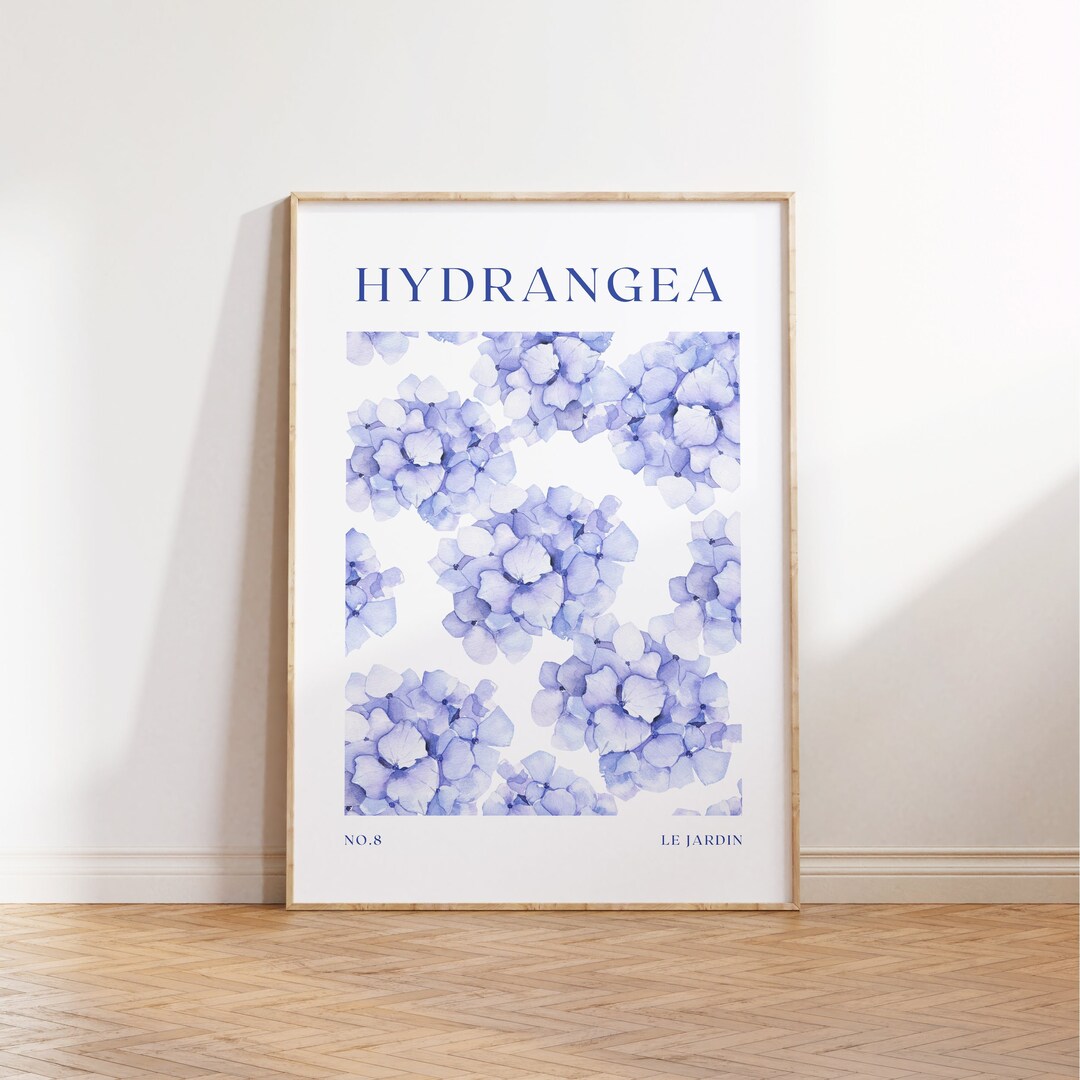Hydrangea Print | Hydrangea Poster | Floral Art Print | Blue | Home ...