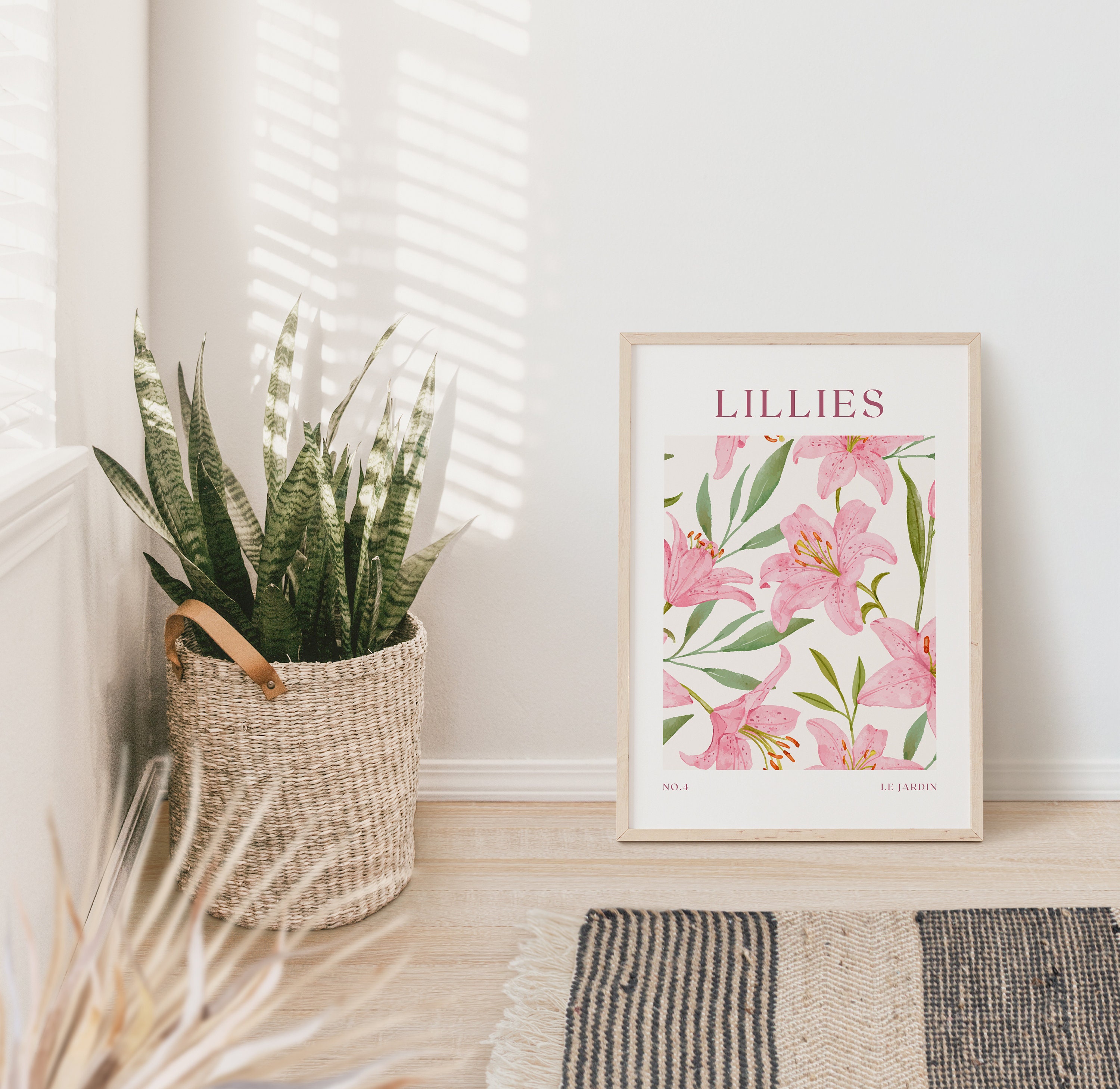 Lillies Print Lilly Poster Floral Gift Flower Artwork Pink Home Decor ...
