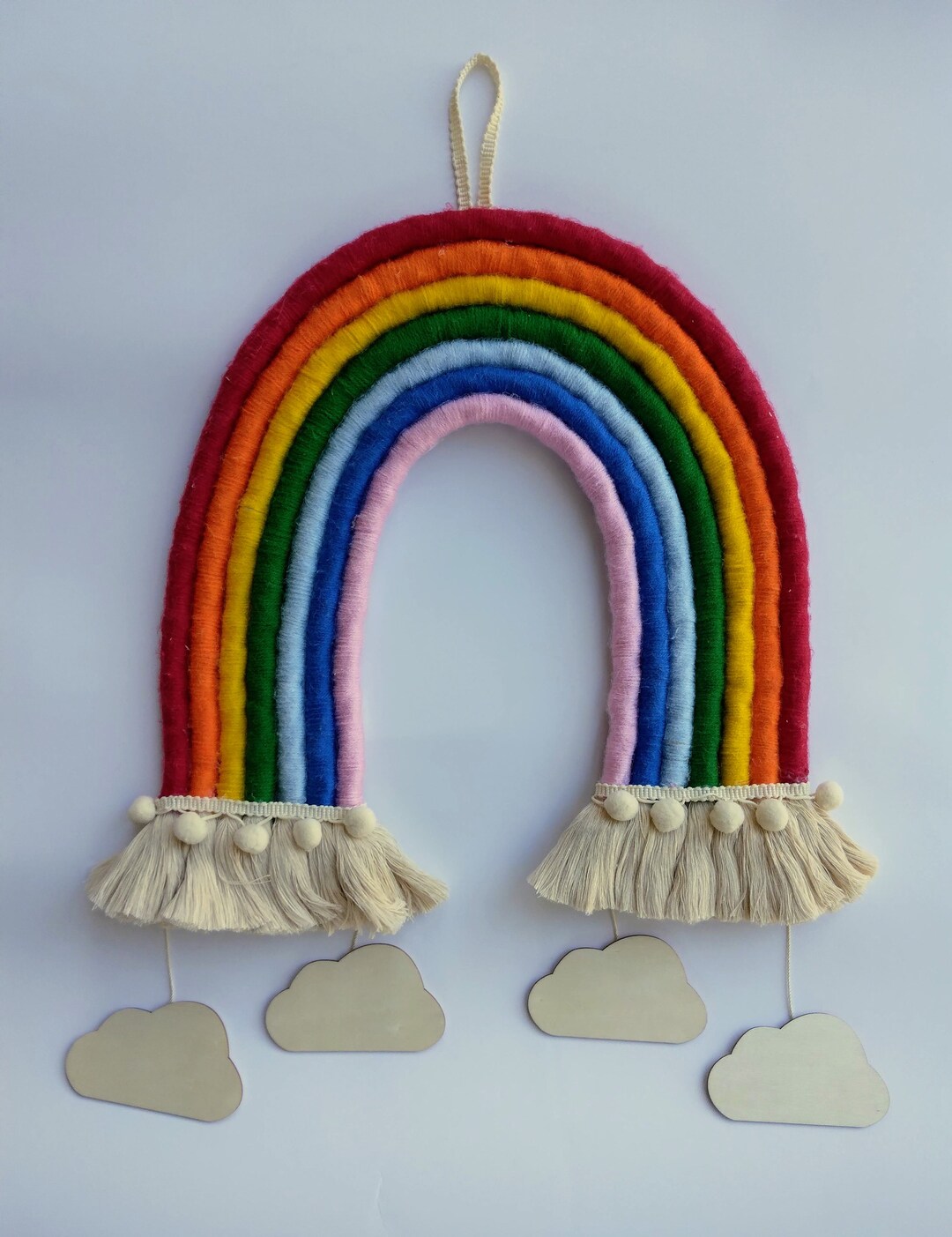 Large Hand Wrapped Macrame Rope Rainbow - Etsy