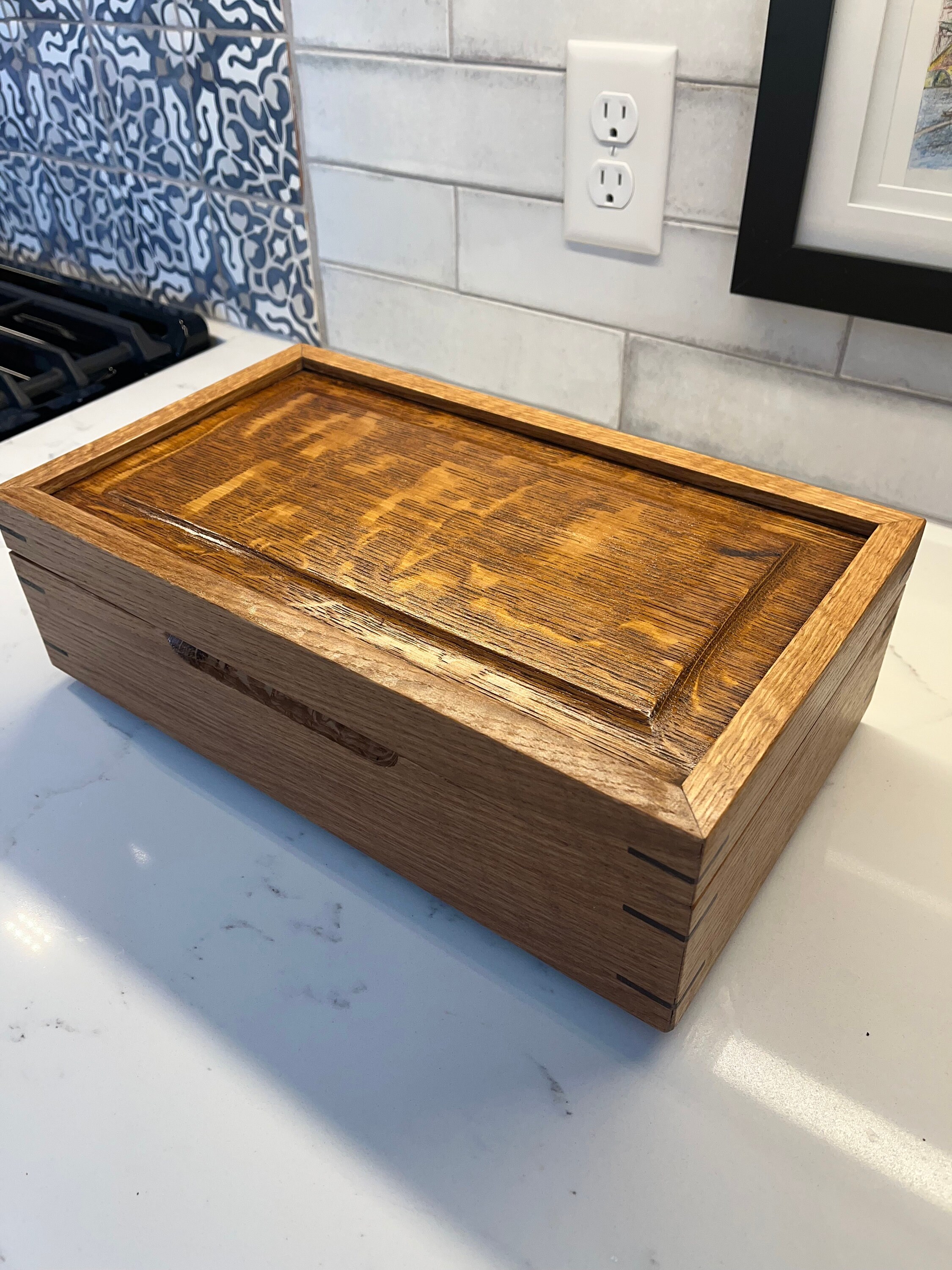 Oak Box- Vintage Oak Panel Lid- One of a Kind - Etsy