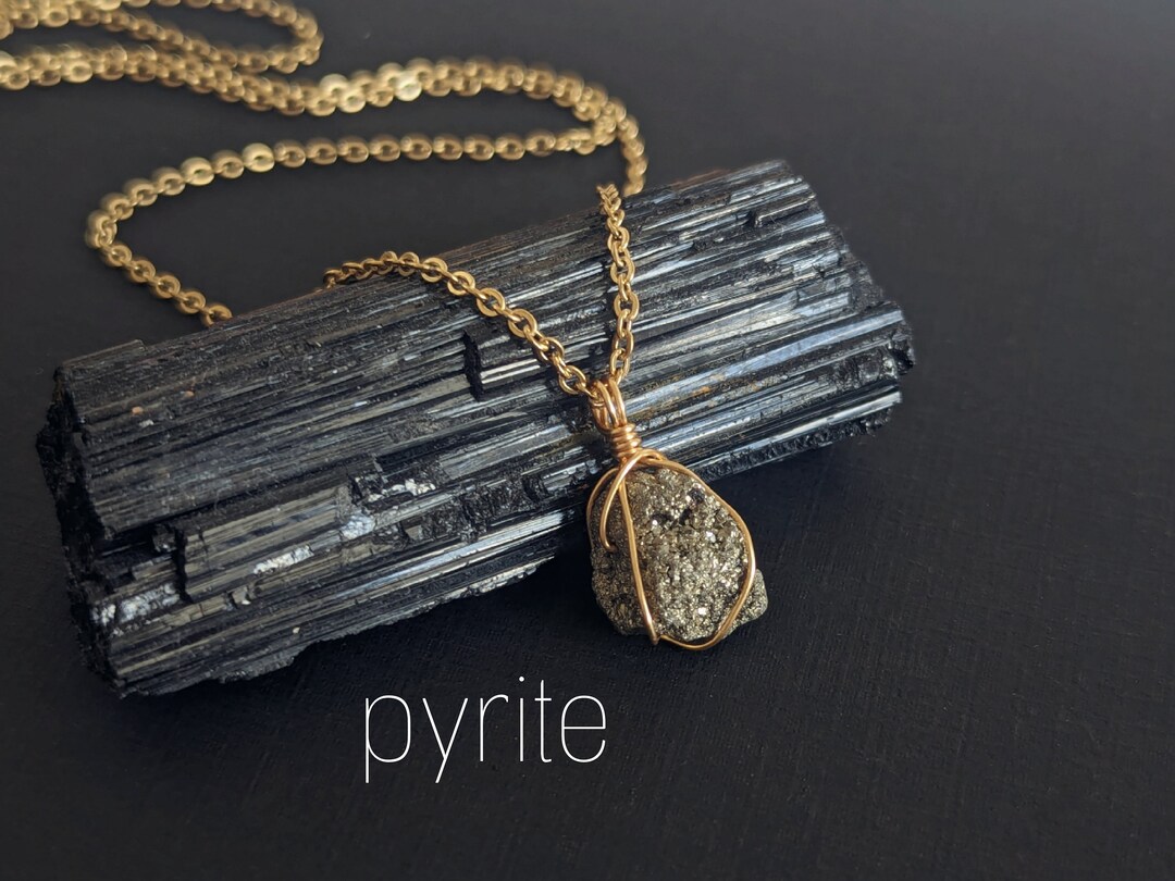 Raw Pyrite Necklace Gold | Pyrite Chain Pyrite Pendant Crystal Chain ...