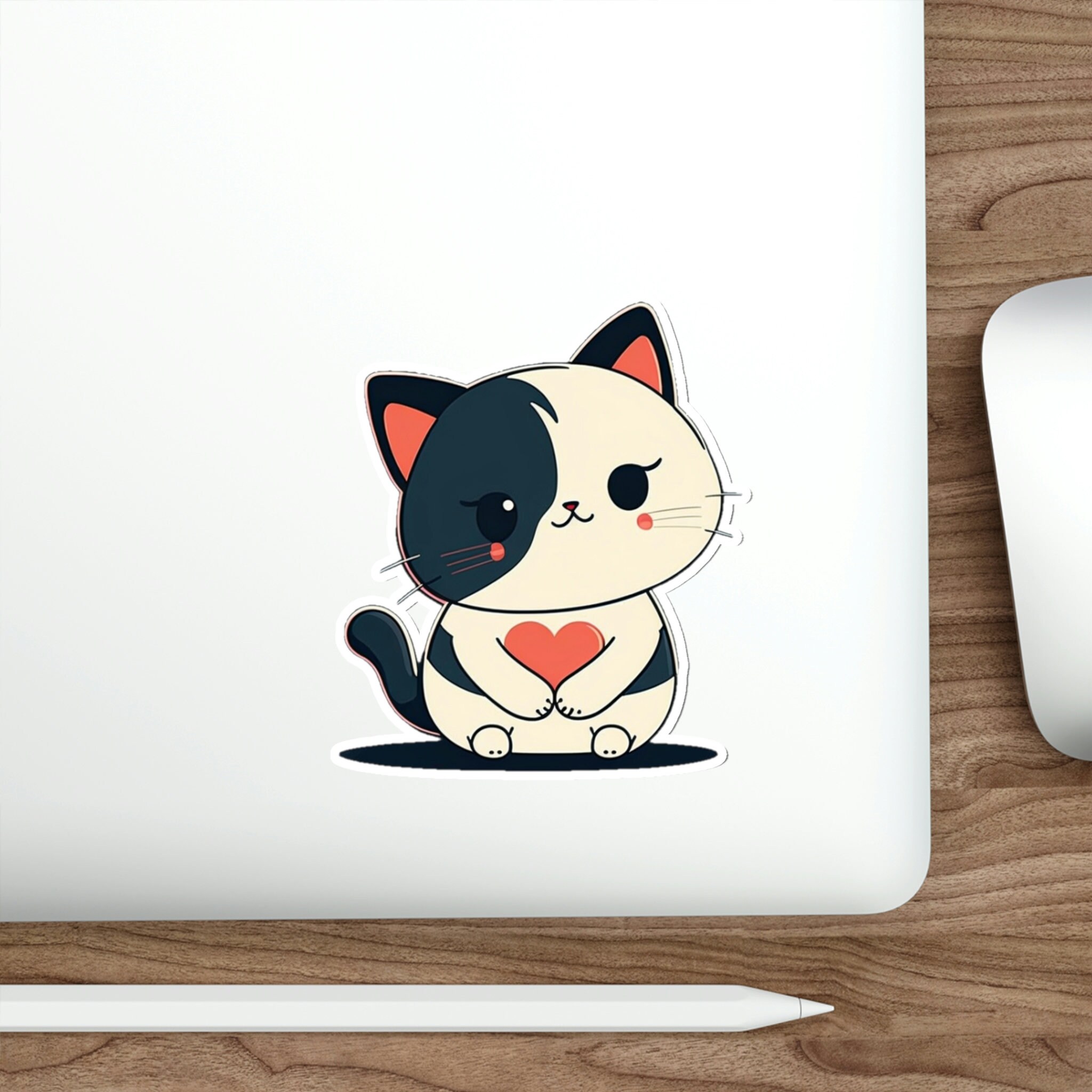 Love Meow: Adorable Kawaii Cat Heart Sticker - Etsy