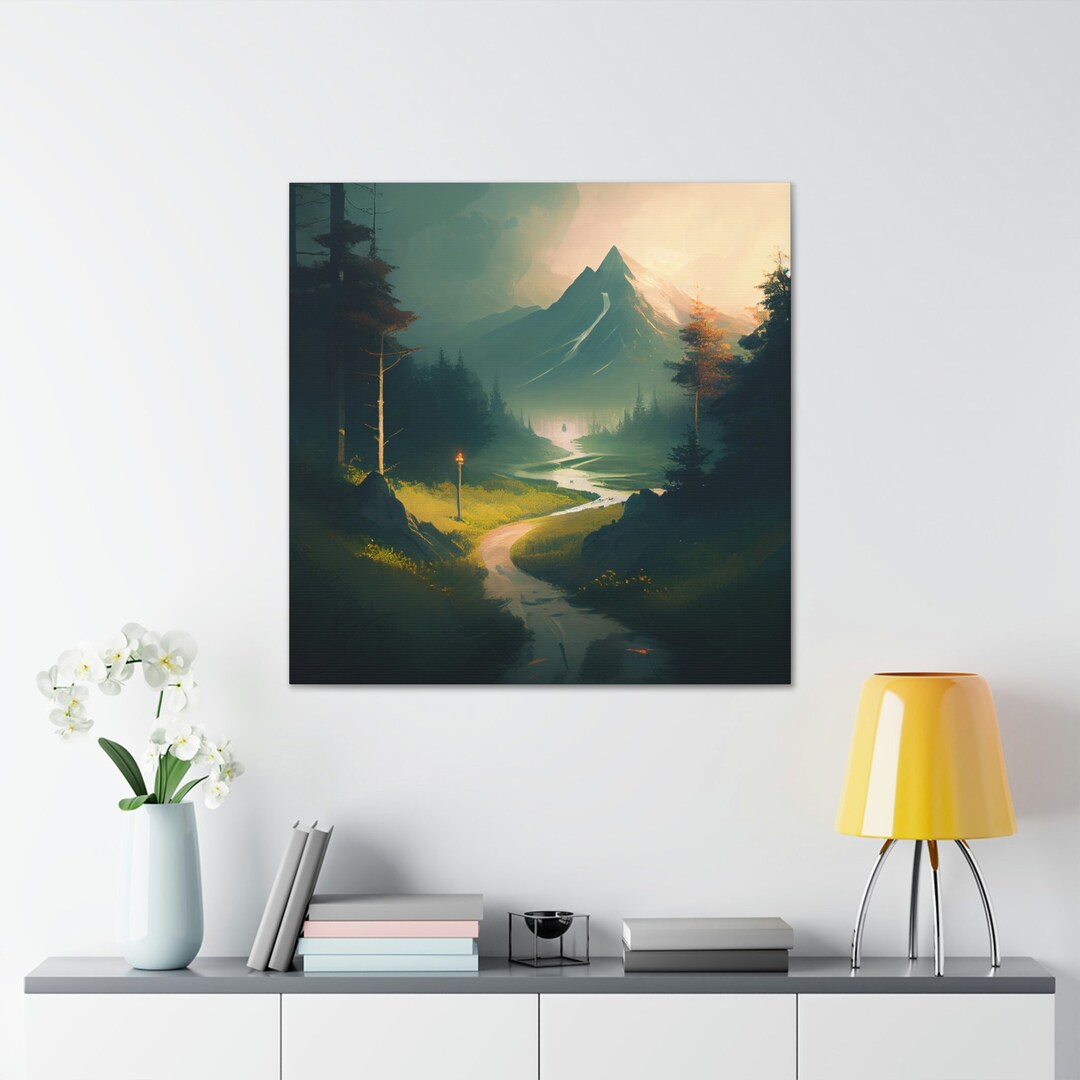 Stoic Journey Serene Landscape Wall Art Print on Cotton Canvas - Etsy