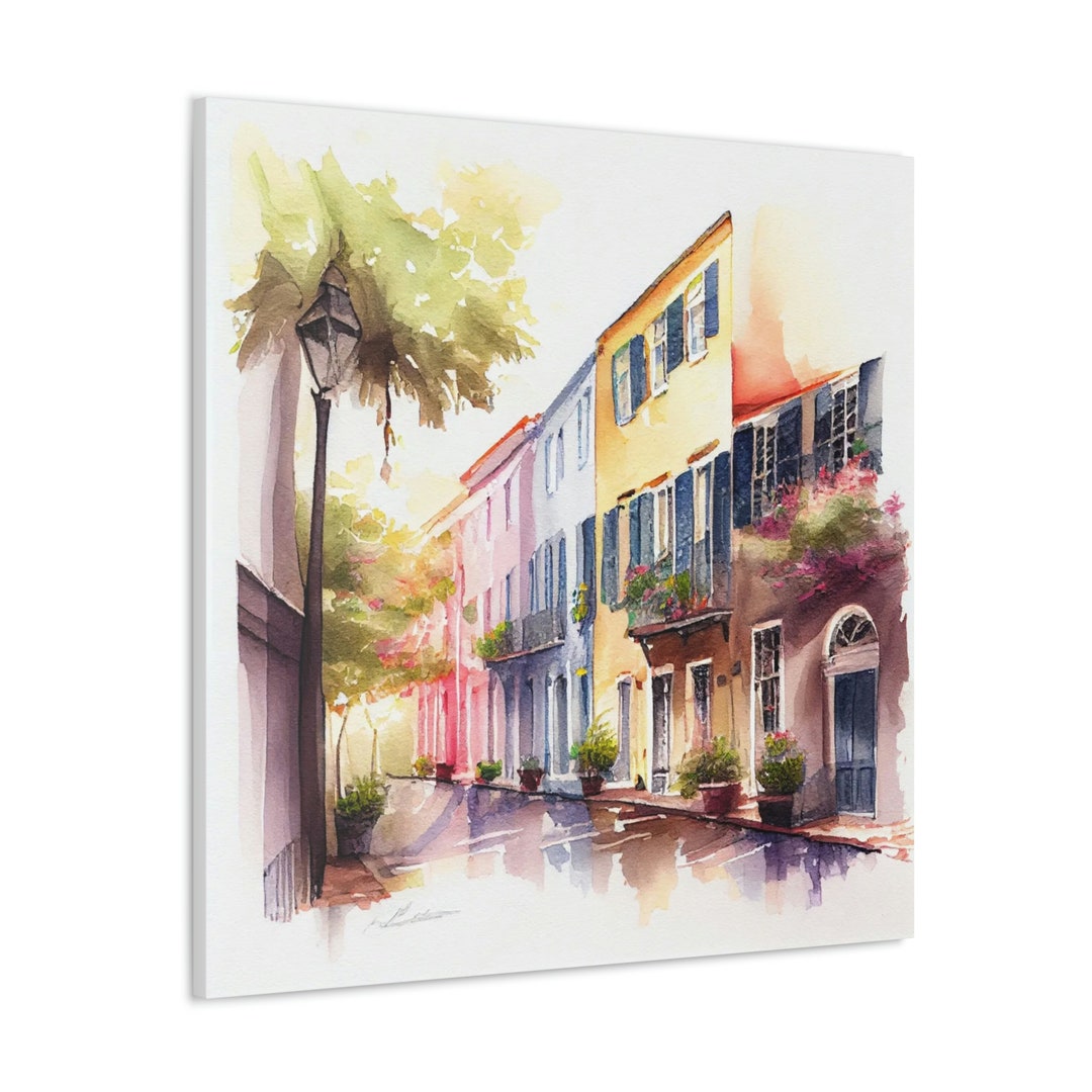 Rainbow Row in Charleston, SC A Watercolor Delight - Etsy