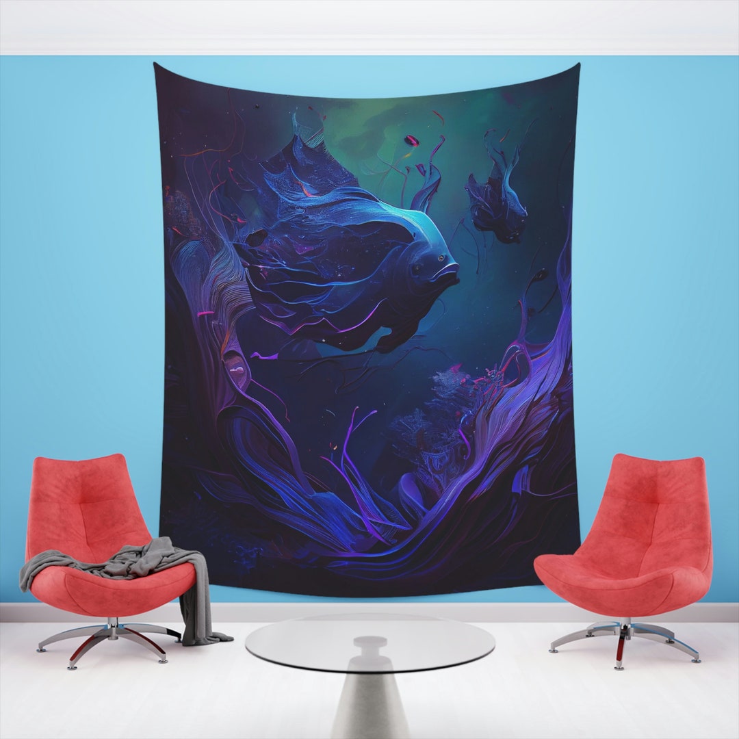 Surreal Dali-inspired Underwater Dreamscape Wall Tapestry Moody Deep ...