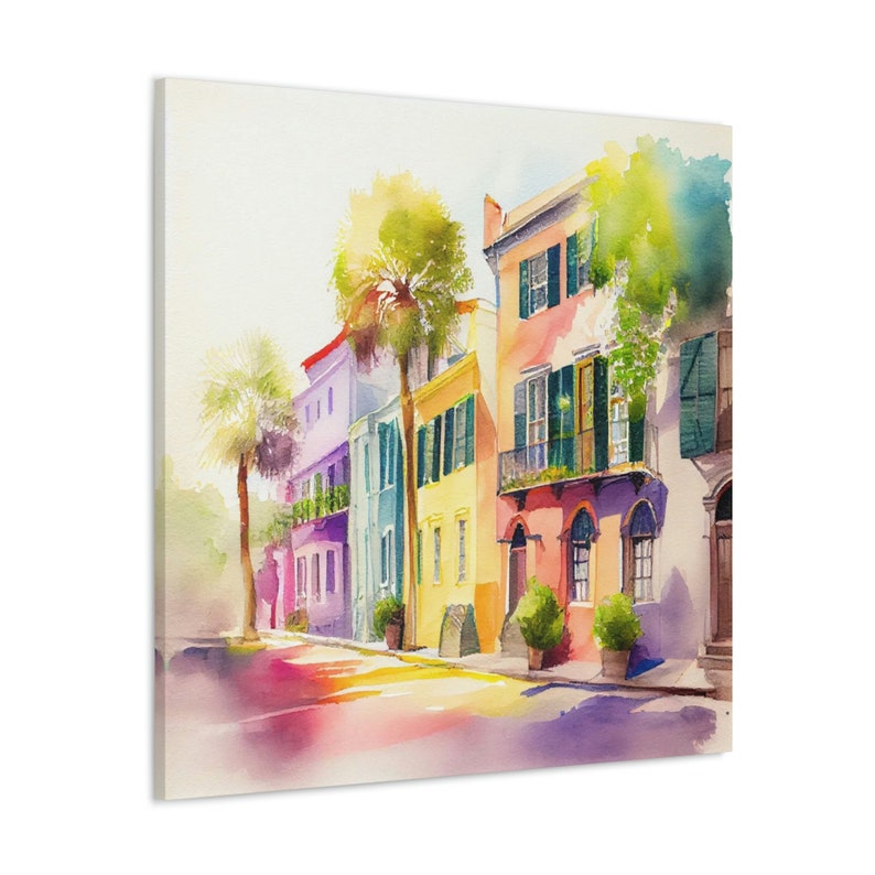 Rainbow Row Watercolor Canvas Art Print Charleston, South Carolina Art ...
