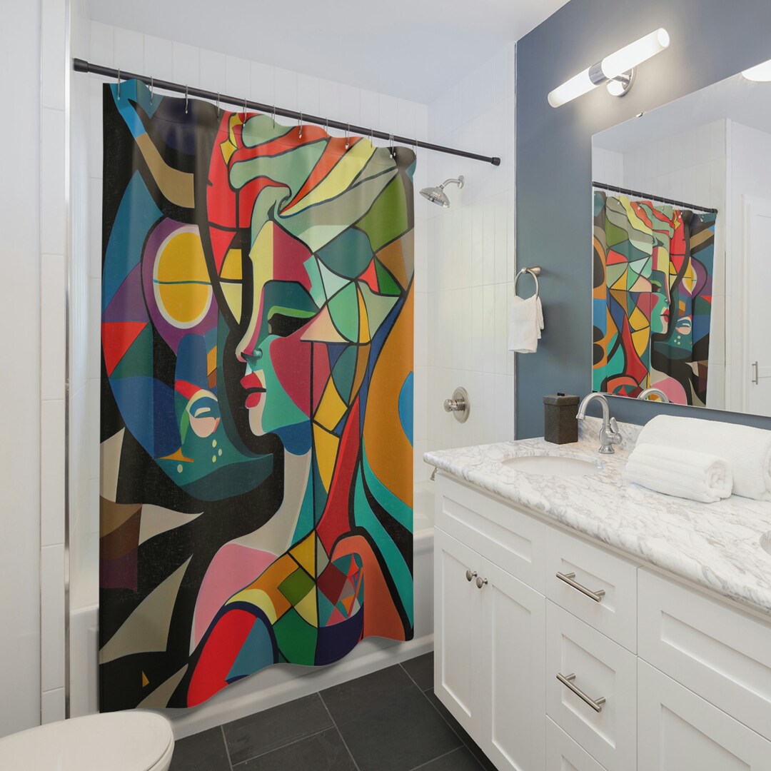 Geometric Mermaid Shower Curtain Picasso-style, Abstract Art Print ...