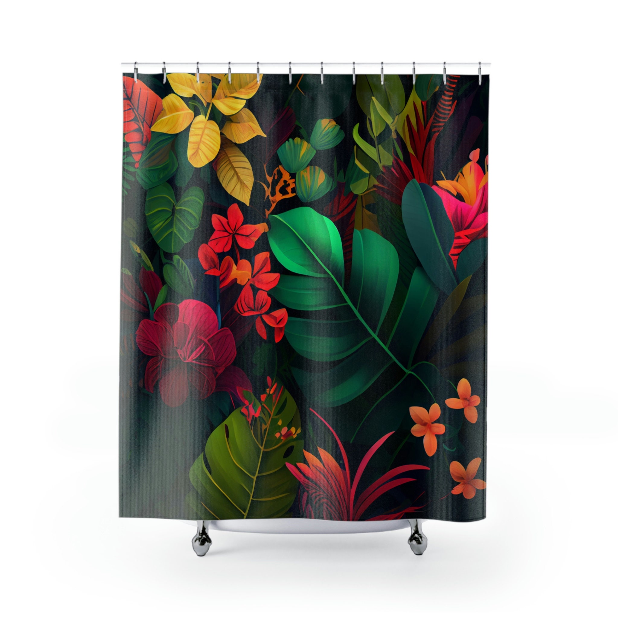 Tropical Rainforest Shower Curtain Realistic Design With Earthy And