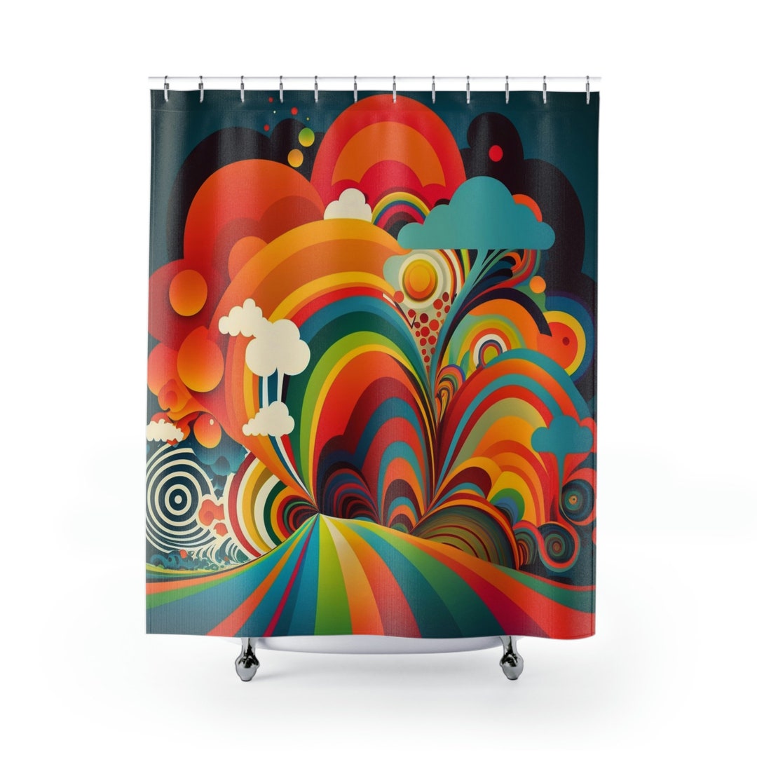 Psychedelic Rainbow Swirls Shower Curtain Vibrant & Durable Polyester ...