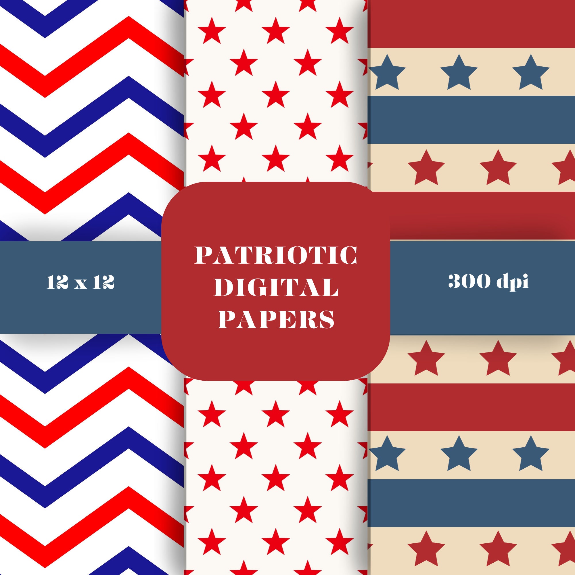 Patriotic Digital Paper, Patriotic Patterns, Patriotic Seamless ...