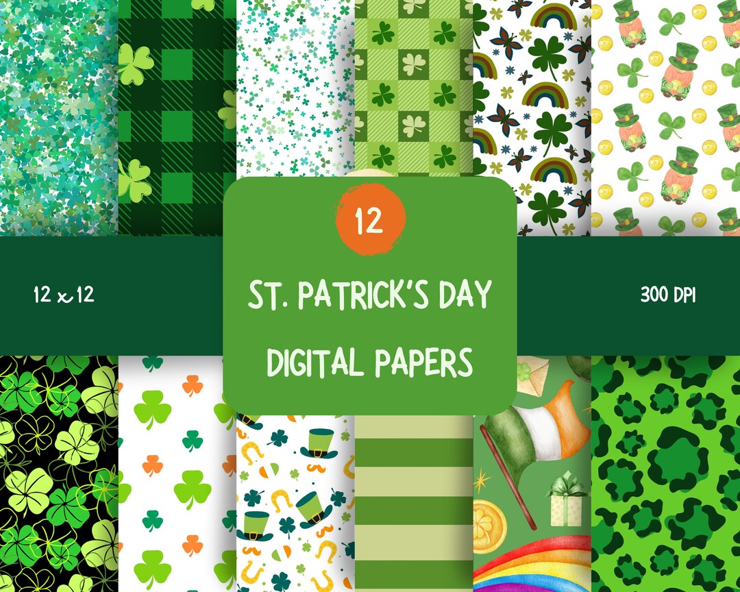 St. Patricks Day Paper, St.patricks Day Seamless Pattern, Irish Digital ...