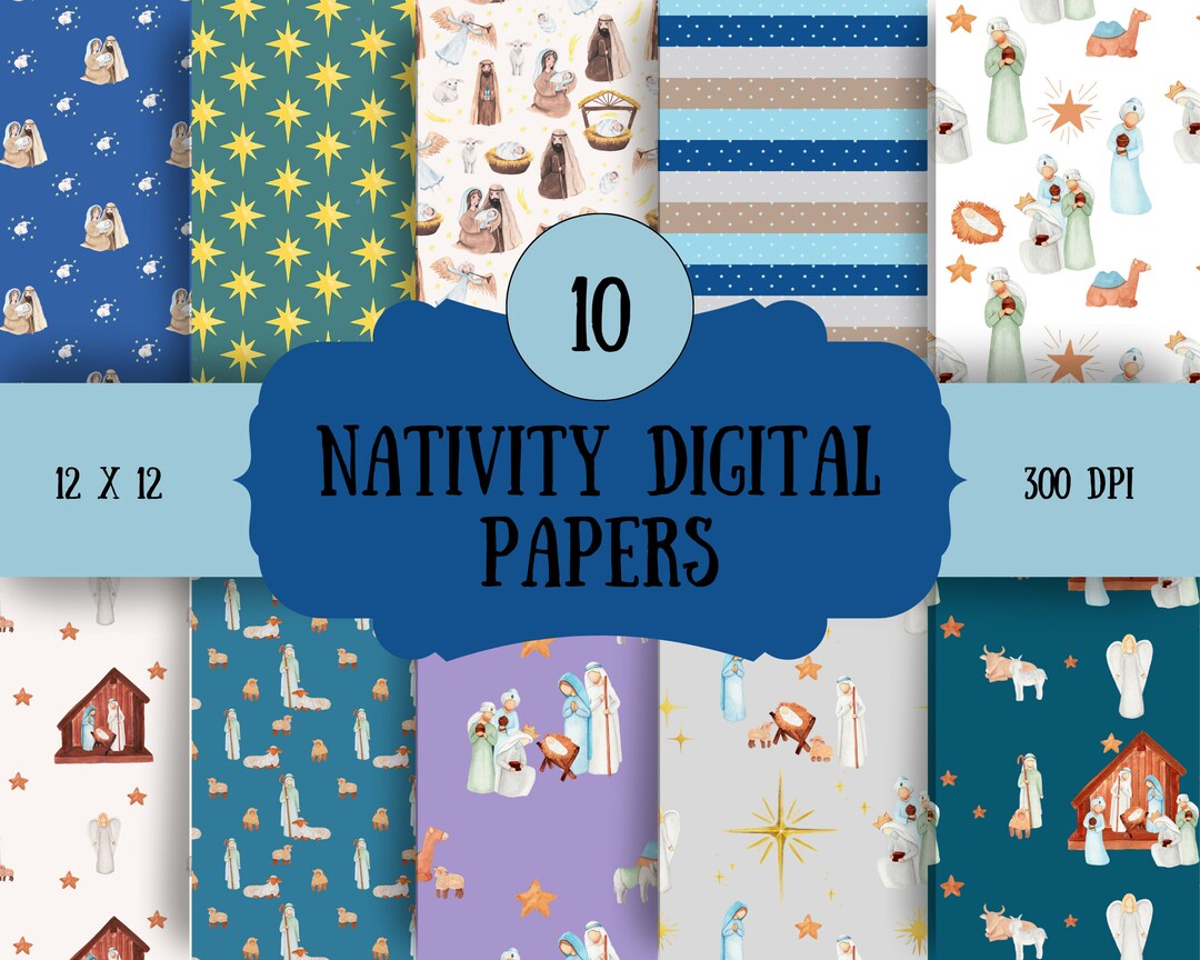 Nativity Christmas Digital Paper, Christmas Patterns, Christmas ...