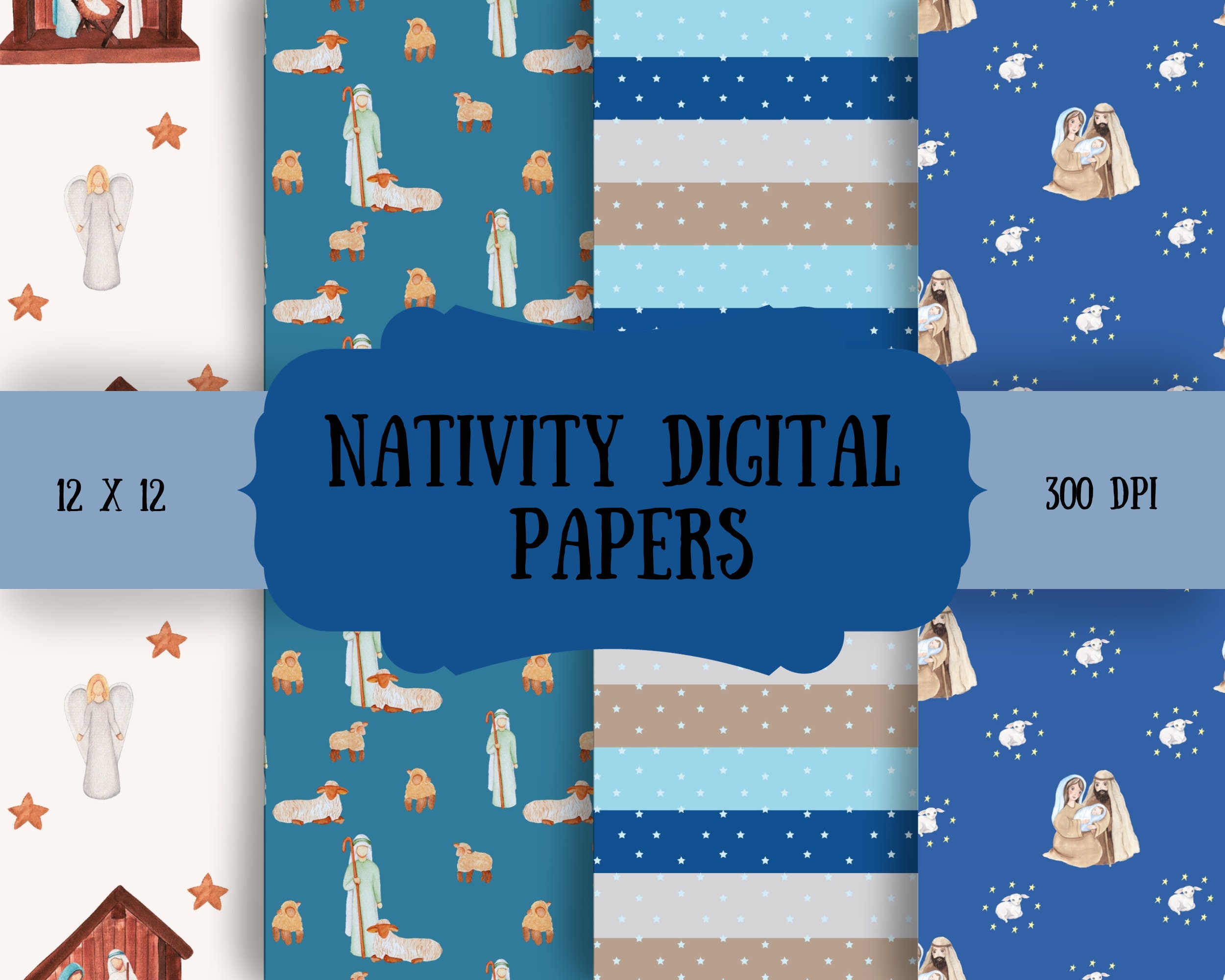 Nativity Christmas Digital Paper, Christmas Patterns, Christmas ...