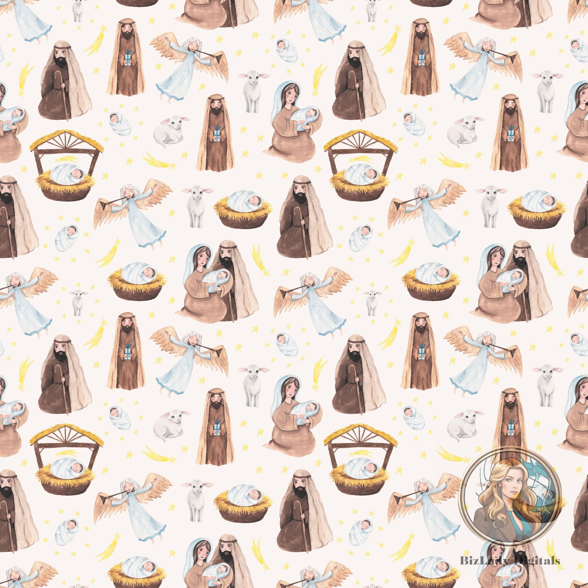 Nativity Christmas Digital Paper, Christmas Patterns, Christmas ...