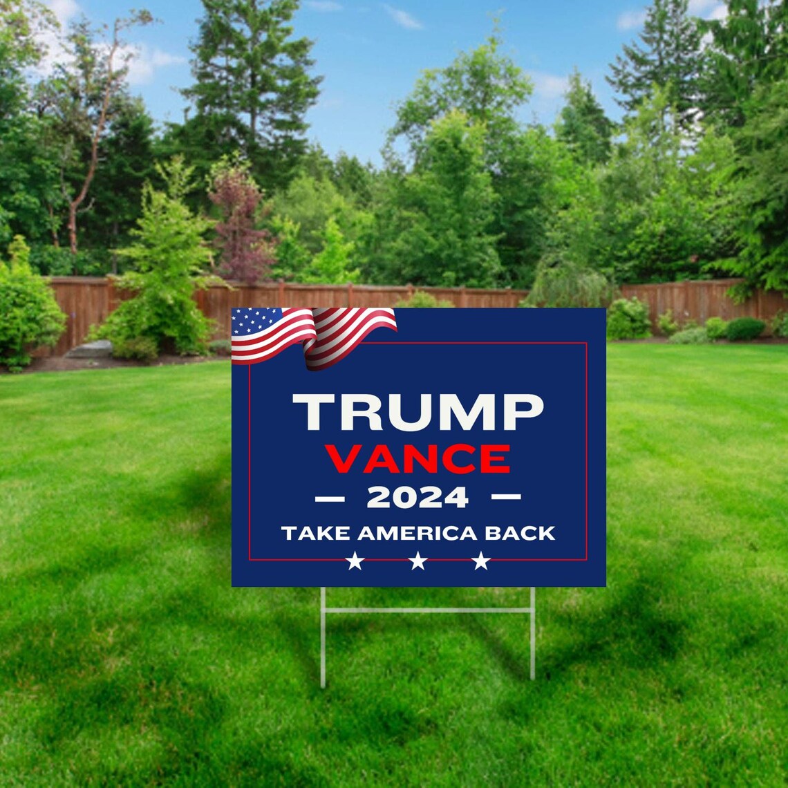 Trump Vance 2024 Yard Sign | Take America Back | Patriotic Lawn Decor ...