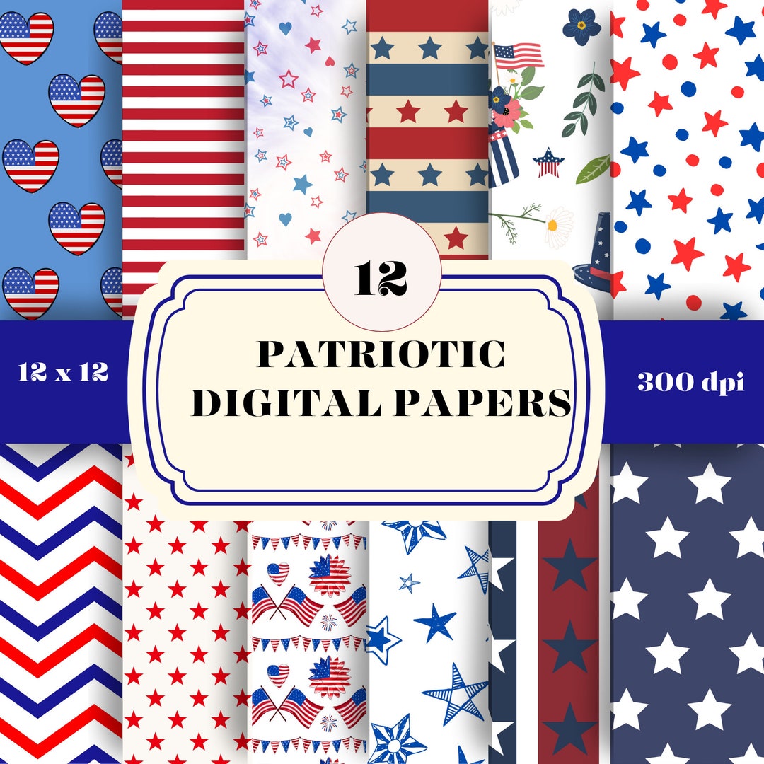 Patriotic Digital Paper, Patriotic Patterns, Patriotic Seamless ...