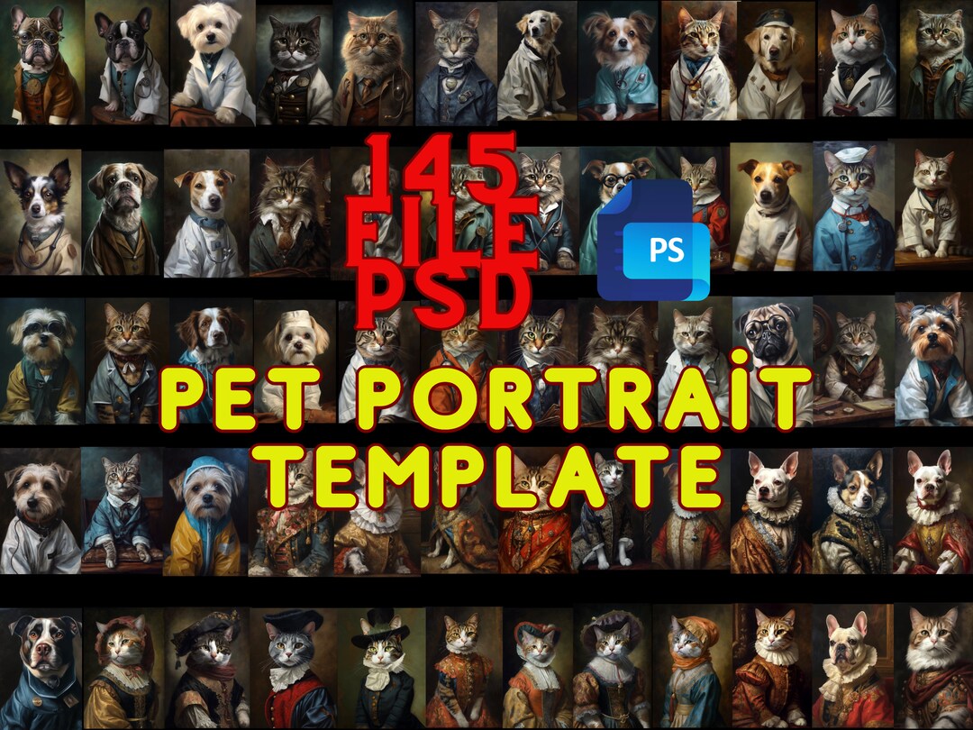 Custom Pet Portrait Royal Digital, 145 Digital Custom Pet Portrait, Pet ...