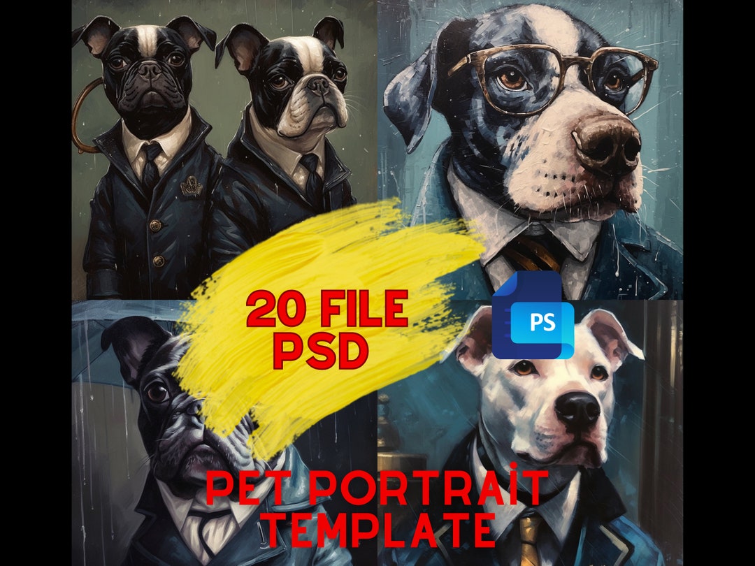BUNDLE 40 Custom Pet Portrait Templates, Pilot Pet Portrait Templates ...