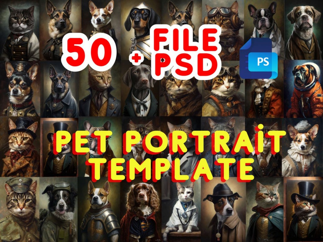 50 Pet Portrait Templates Royal File PSD Editable, Resume Templates - Etsy