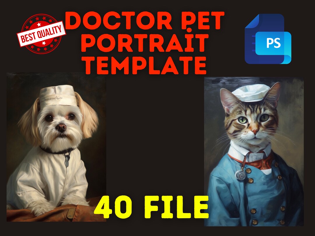 BUNDLE of 40 Custom Pet Portrait Templates for Dogs, Cats, Horses ...