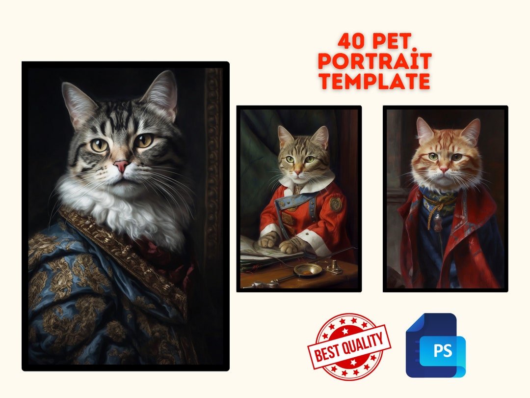BUNDLE 40 Custom Pet Portrait Templates, Custom Renaissance Pet ...