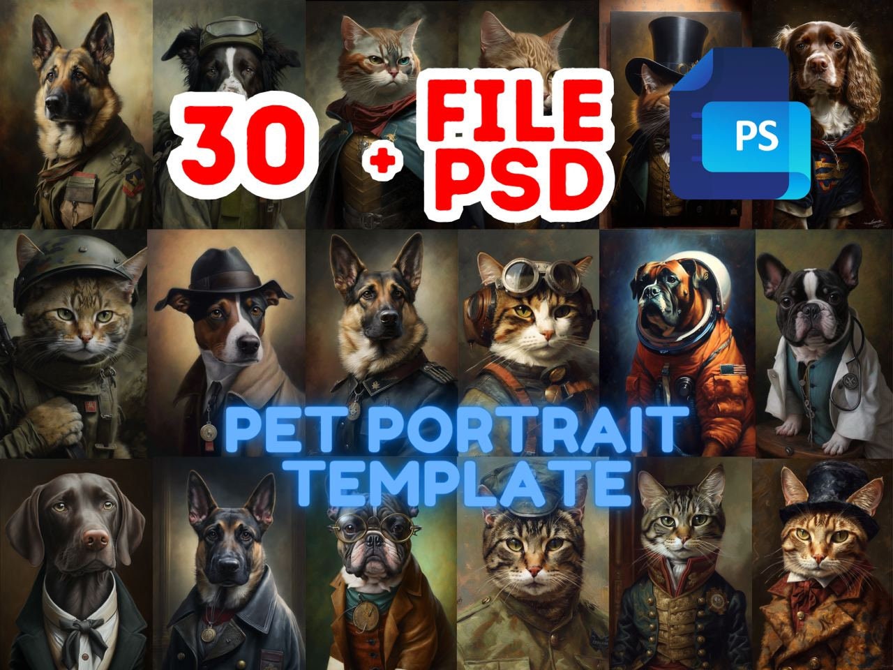 Custom Pet Portrait Template, Bundle Custom Pet Portrait Template, Pet ...