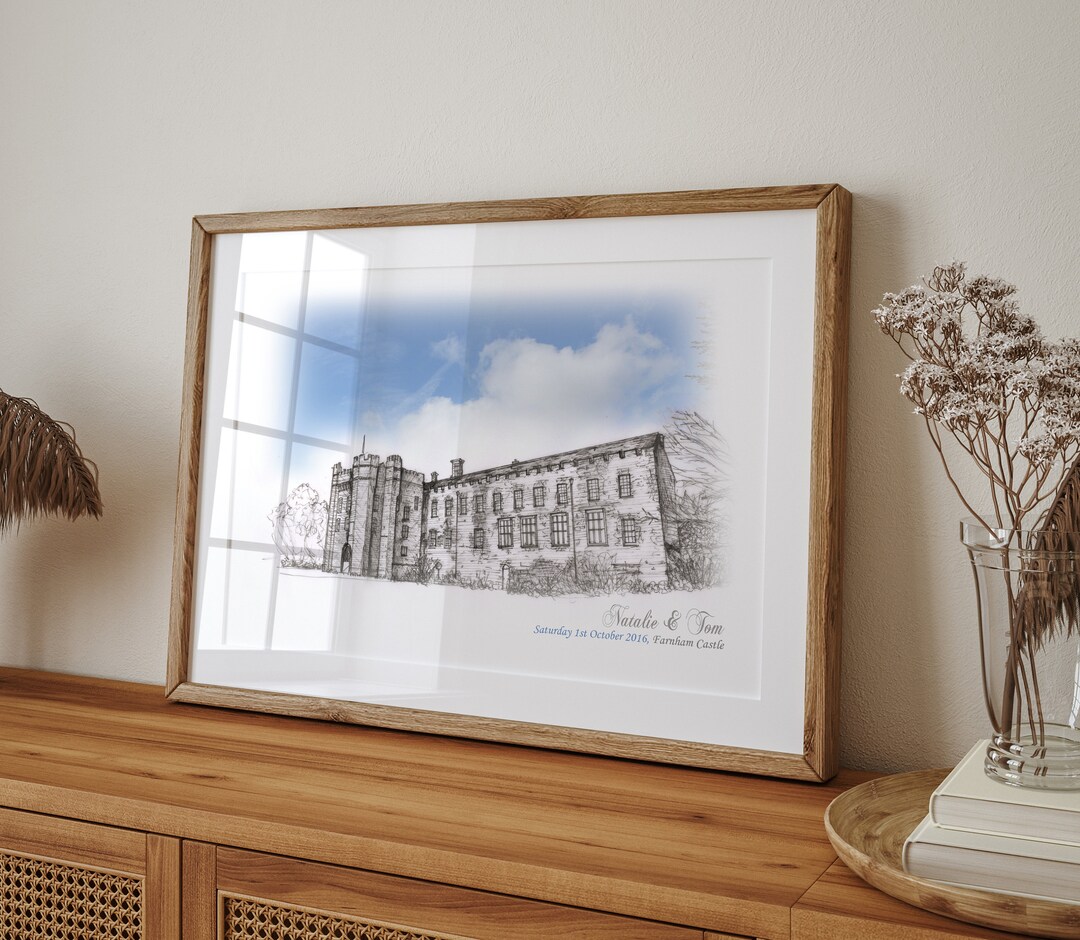 Custom Illustrated Wedding Venue Line Illustration, Bespoke Wall Art ...
