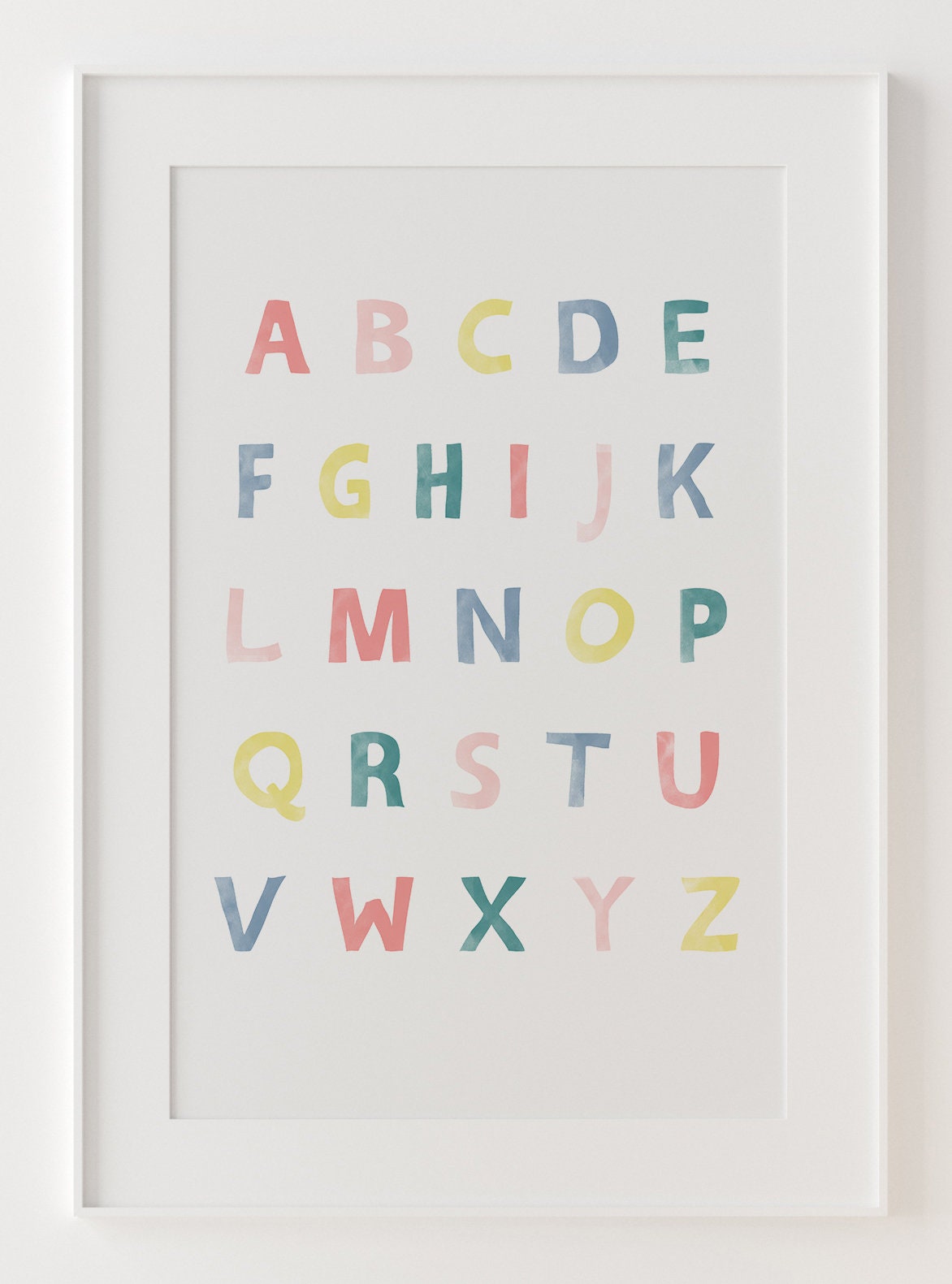 Pastel Rainbow Alphabet Poster, ABC Print, Printable Educational Wall ...