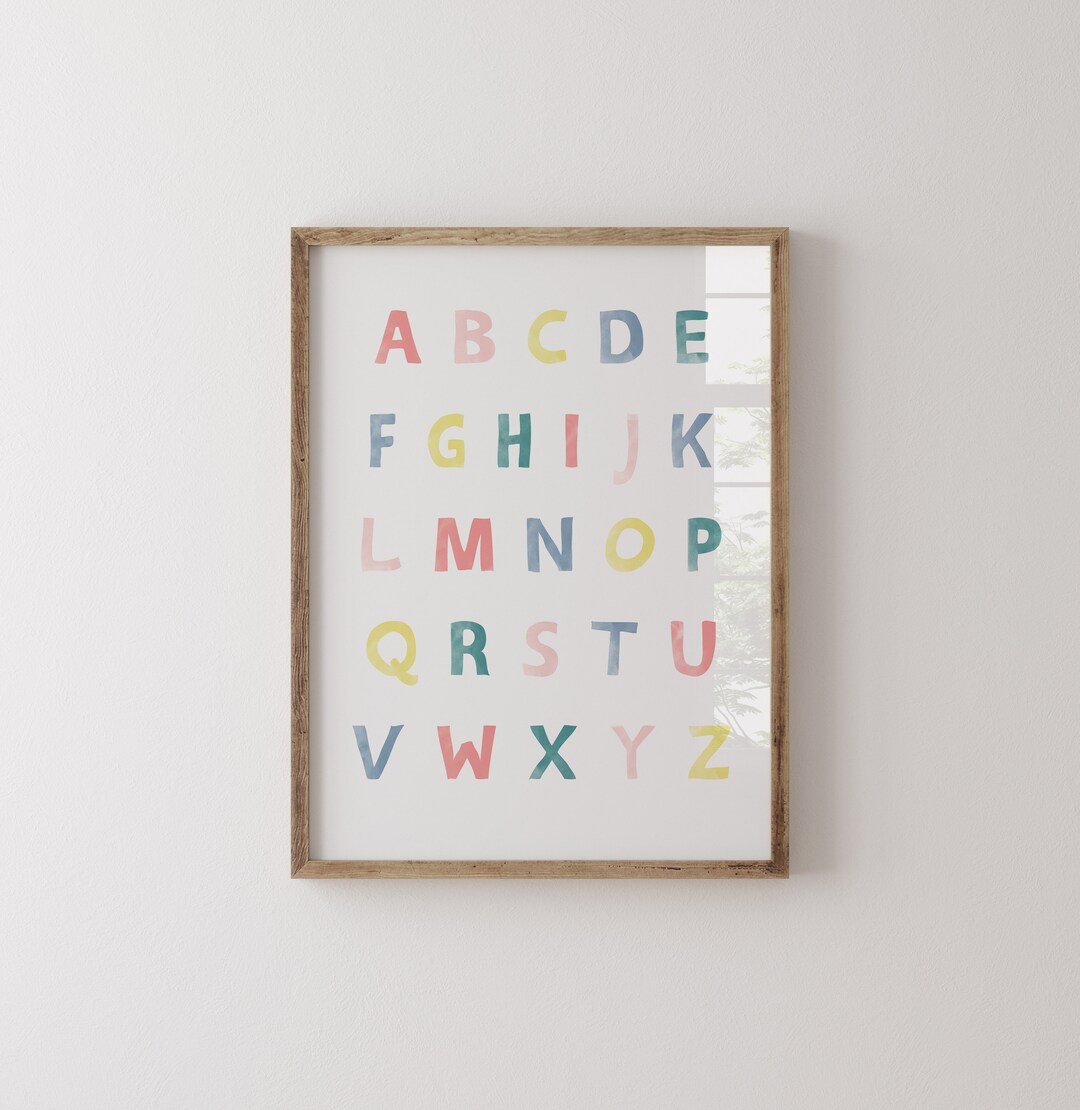 Pastel Rainbow Alphabet Poster, ABC Print, Printable Educational Wall ...