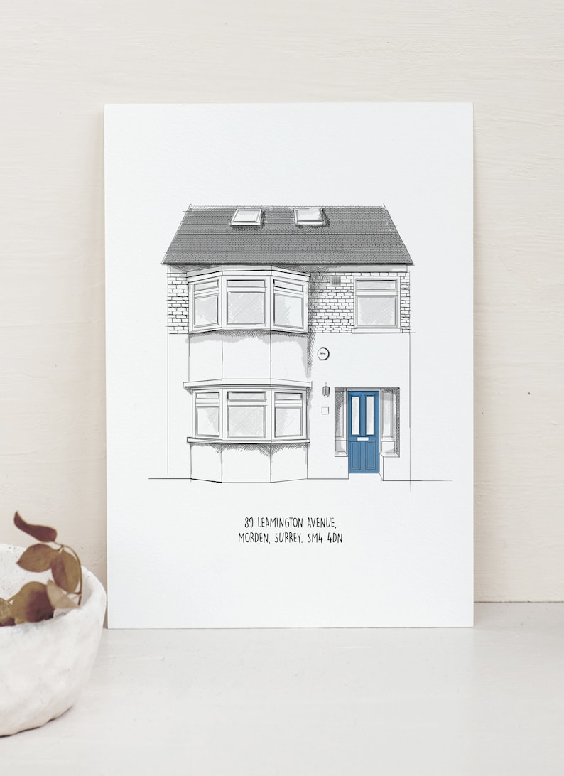 Custom Illustrated House Line Art Print, Bespoke Sketch of Any Building ...