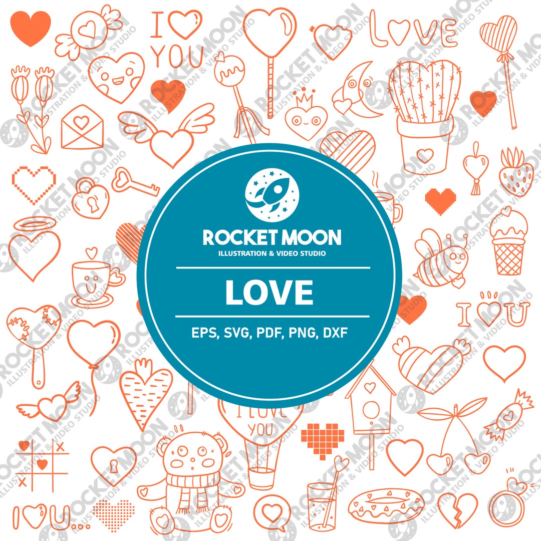 64 Hearts, Love SVG / Hand Drawn Heart SVG / Cut Files / Files for ...