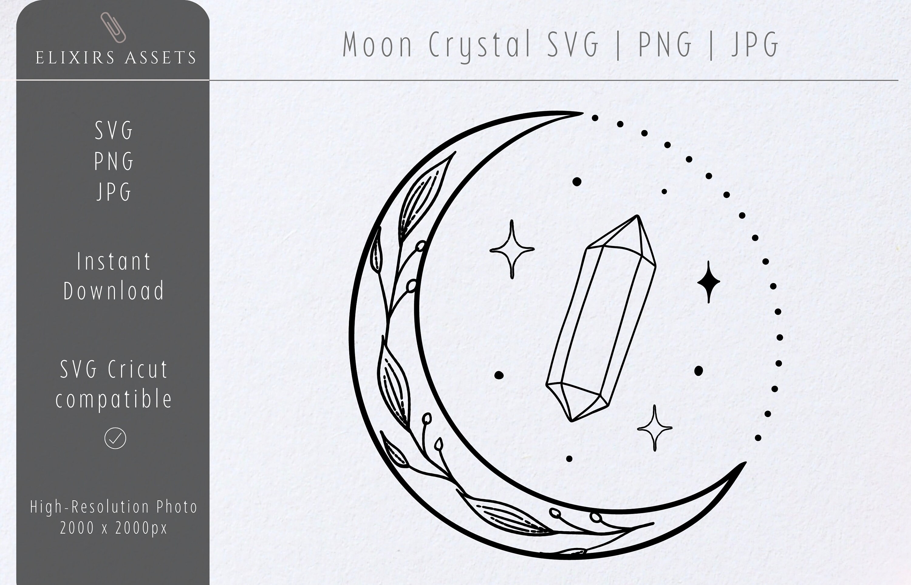 Moon Crystal SVG Crystal Clipart Crystal Cut File Vector Clipart Cricut ...