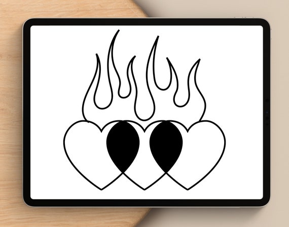Fire Flames Heart Coloring Pages