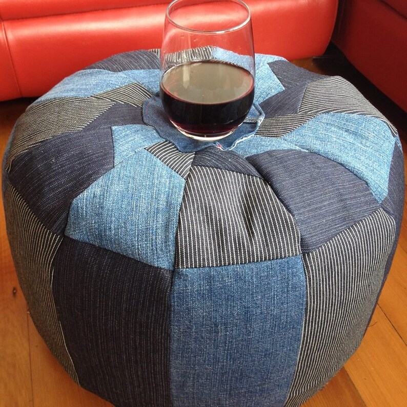 Stylish DIY Decor, Denim Pouf Ottoman Instant Download, Sewing ...