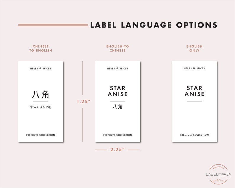 Modern Herb & Spice Label • chinese Asian Bilingual Label • Minimal ...