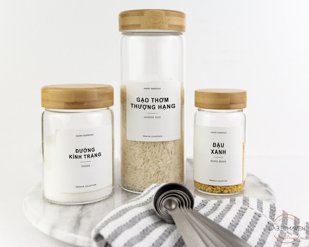 Modern Pantry Labels • vietnamese Bilingual Asian Labels • minimal ...
