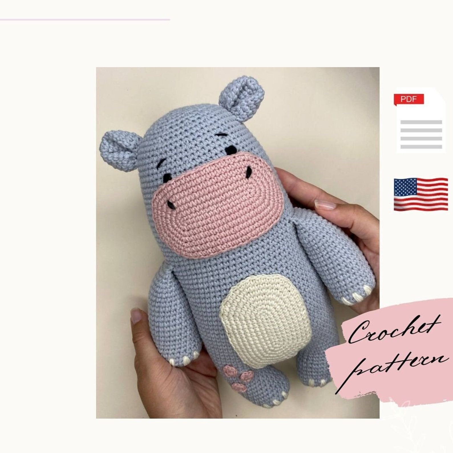 Hippo Crochet Pattern Hippo Amigurumi Pattern Crochet - Etsy