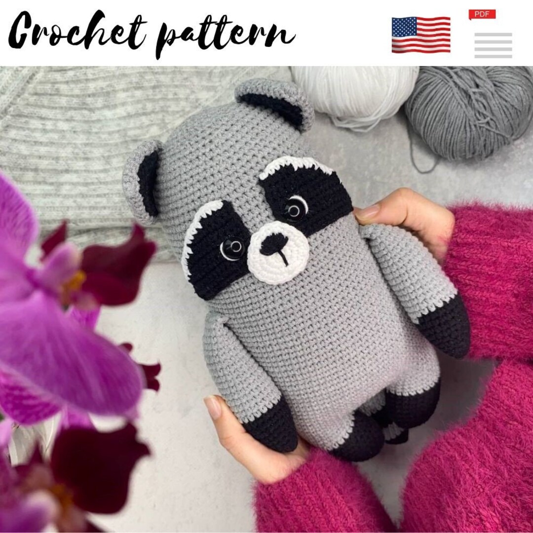 Raccoon Crochet Pattern, Raccoon Amigurumi Pattern, Easy Crochet Animal ...