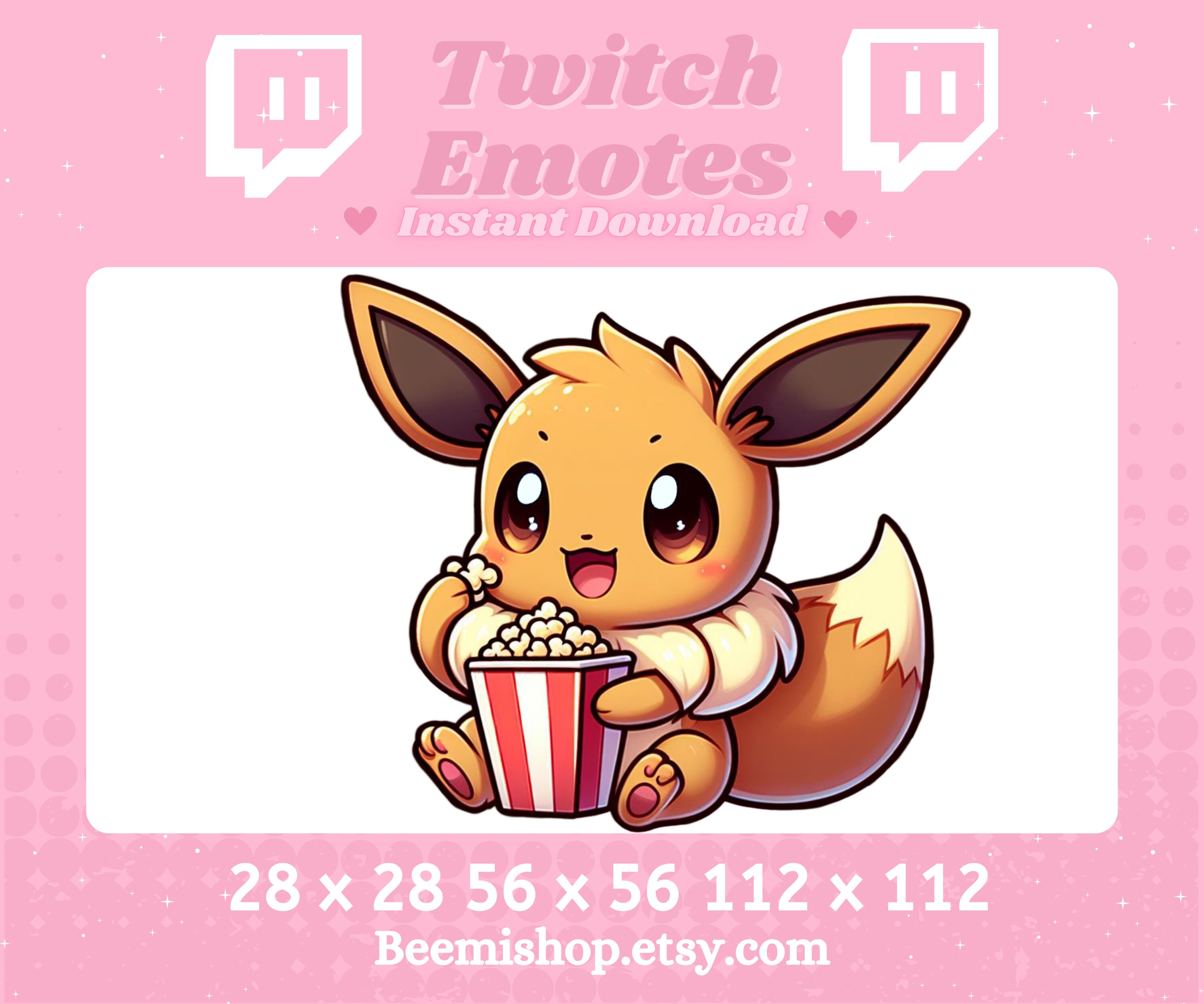 Twitch Discord Emote Cute Pokemon Eevee Eating Popcorn Server Youtube ...