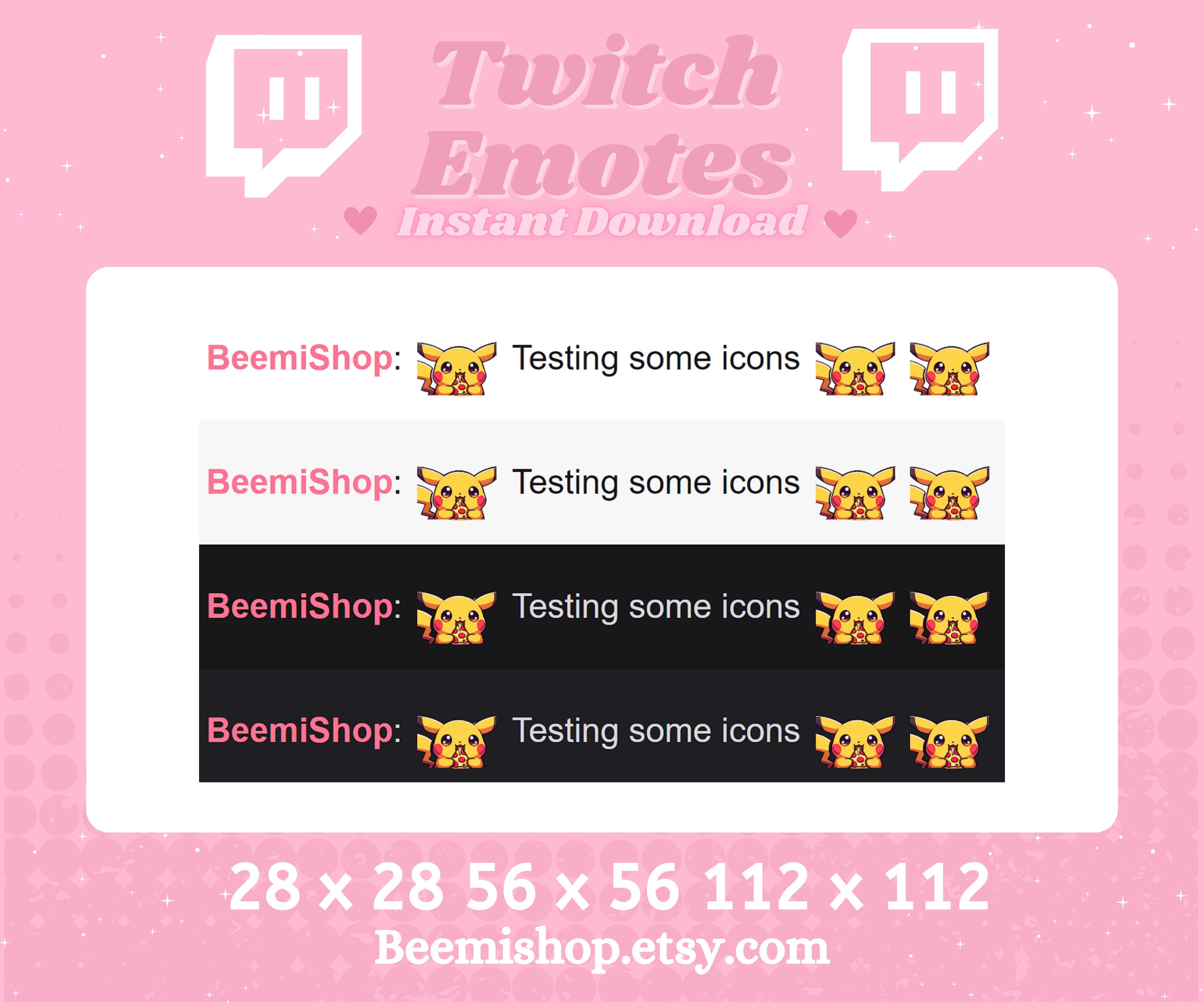 Twitch Discord Emote Cute Pikachu Pokemon Eating Pizza Emotes Happy ...