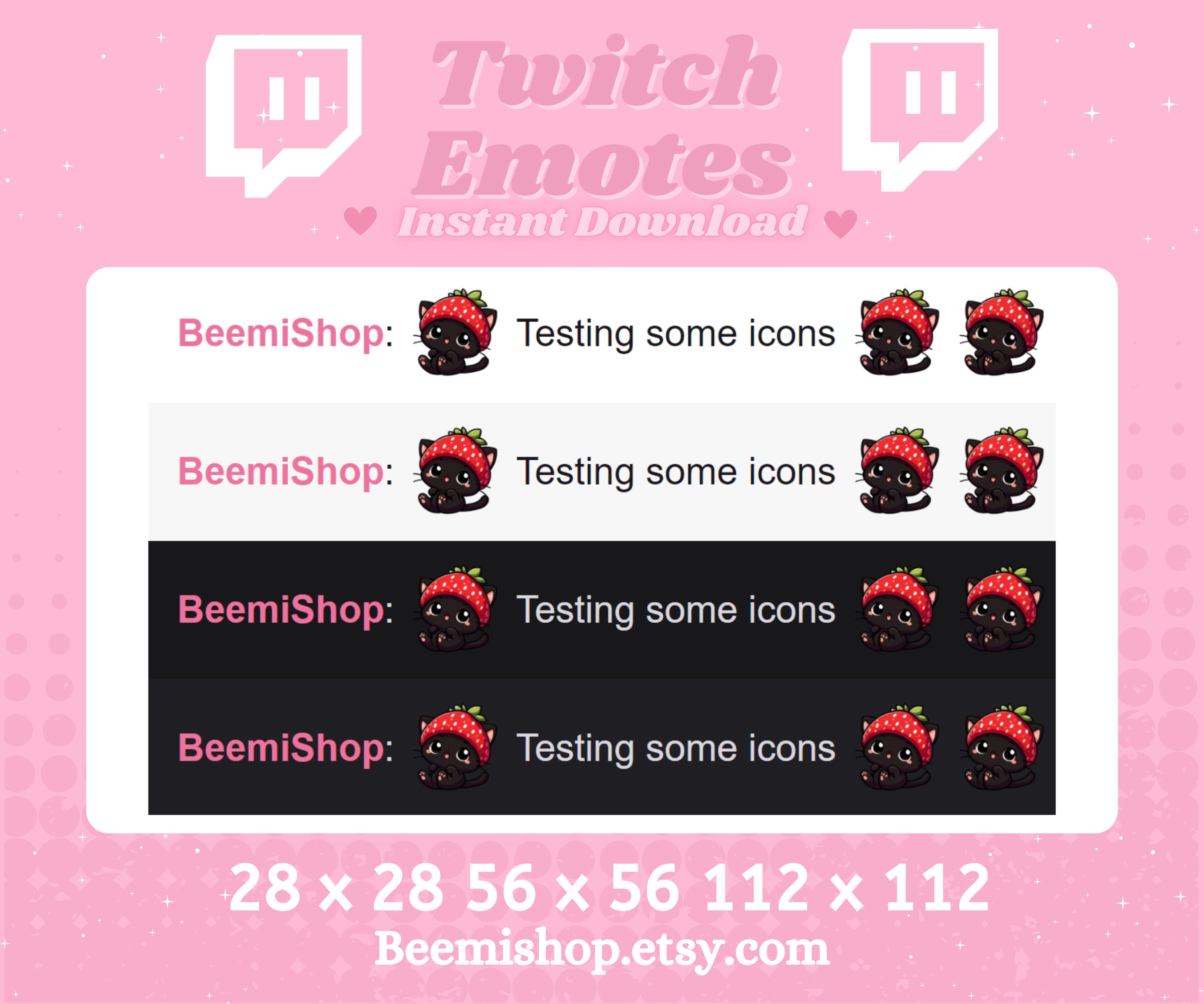 Black Cat Kitten Wearing A Strawberry Hat Nyah Fruit Happy Twitch ...