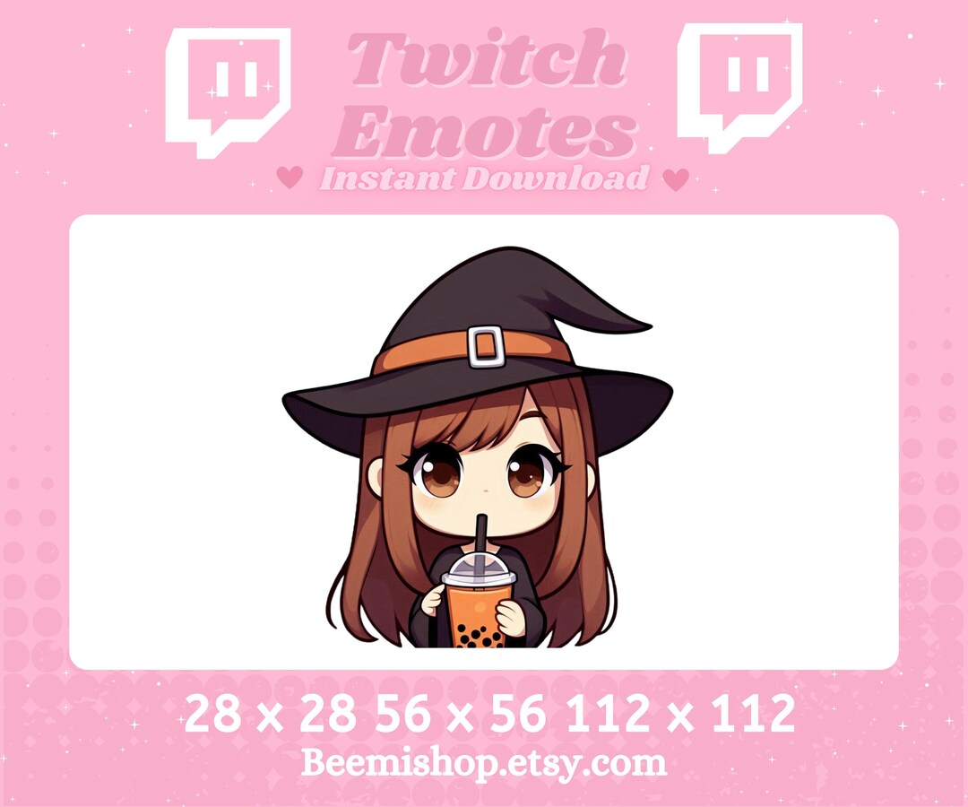 Chibi Girl Witch Drinking Boba Halloween Spooky Tea Kawaii Adorable ...