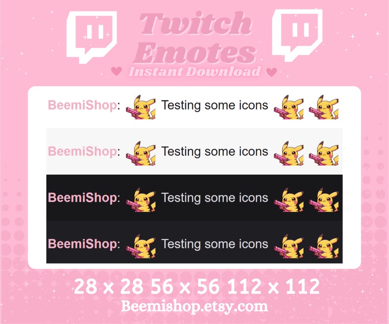 Twitch Emote Discord Emote Pikachu Pink Gun Pokemon Cute Twitch ...