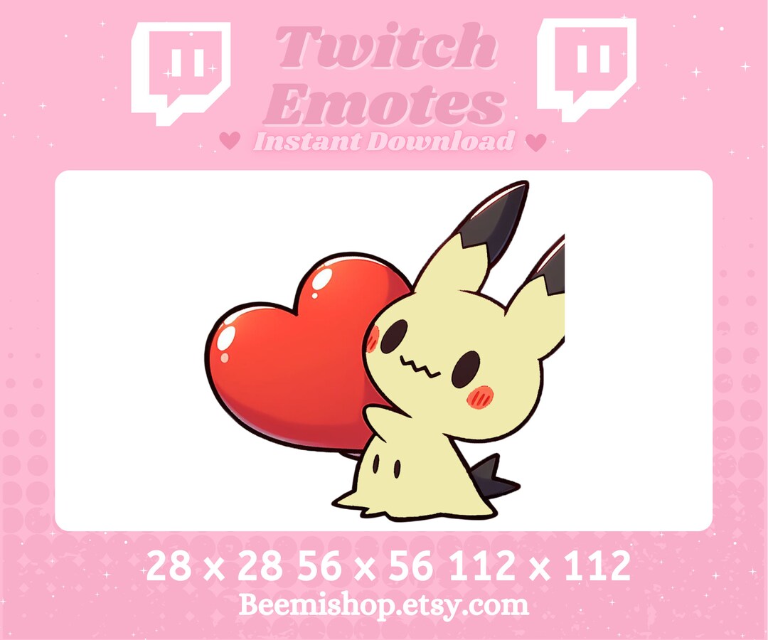 Twitch Discord Emote Mimikyu Pokemon Emotes Amor Coração Bonito Jogo ...
