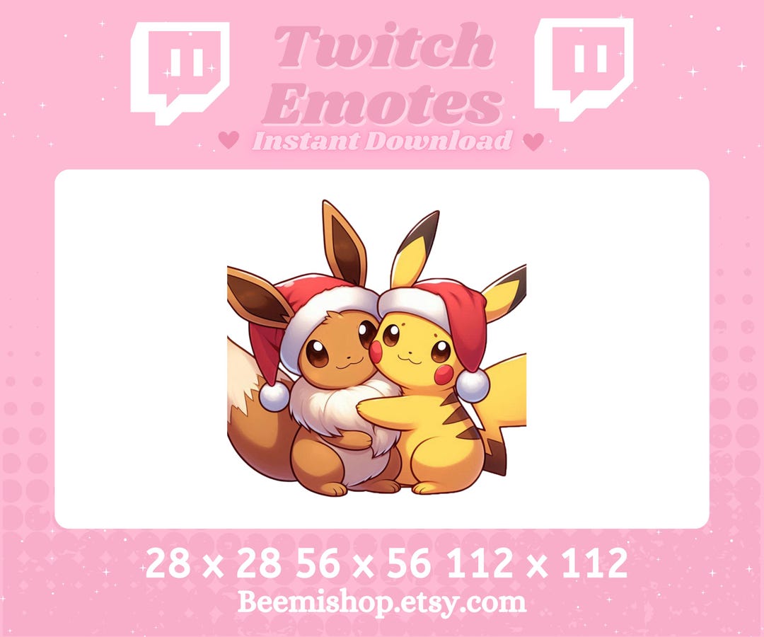 Pokemon Christmas Pikachu Eevee Emotes Hug Hugging Cuddle Server Kawaii ...